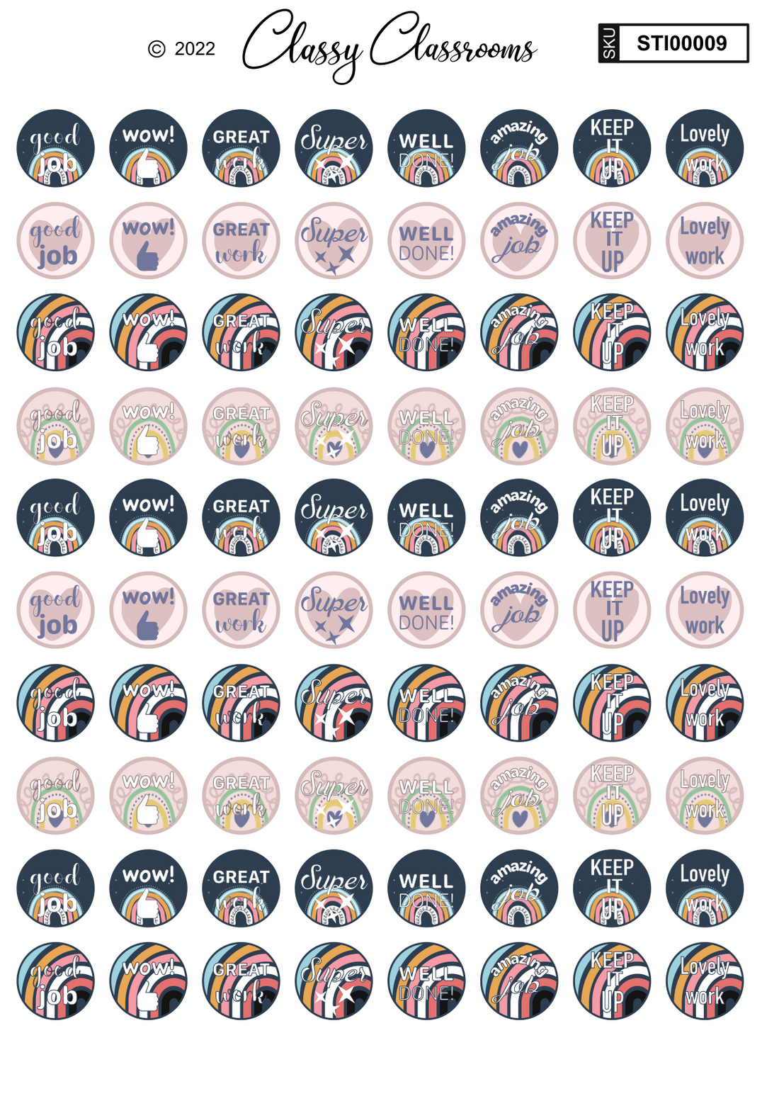 Rainbow boho theme teacher stickers (80 vinyl stickers) – Classy Classrooms